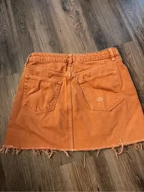 We The Free | Skirts | We The Free Rust Brown Distressed Denim Mini ...